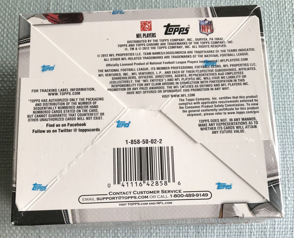 2012 Topps Chrome Retail Football Box- 24 Packs | eBay