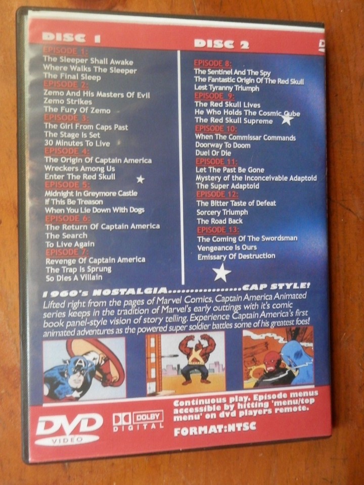 VINTAGE CAPTAIN AMERICA 1966 CARTOONS DVD COMPLETE SERIES AVENGERS ...
