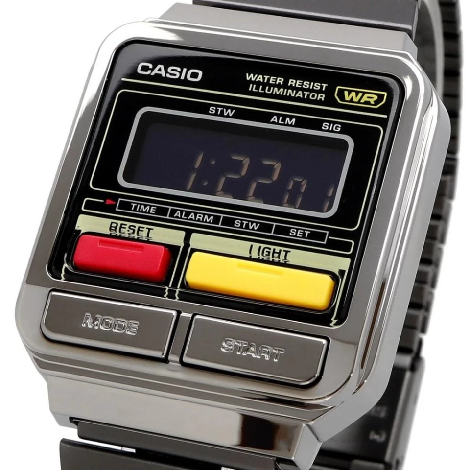 Casio Vintage Series Chrome Plated Black Unisex Watch A120WEGG-1B | eBay