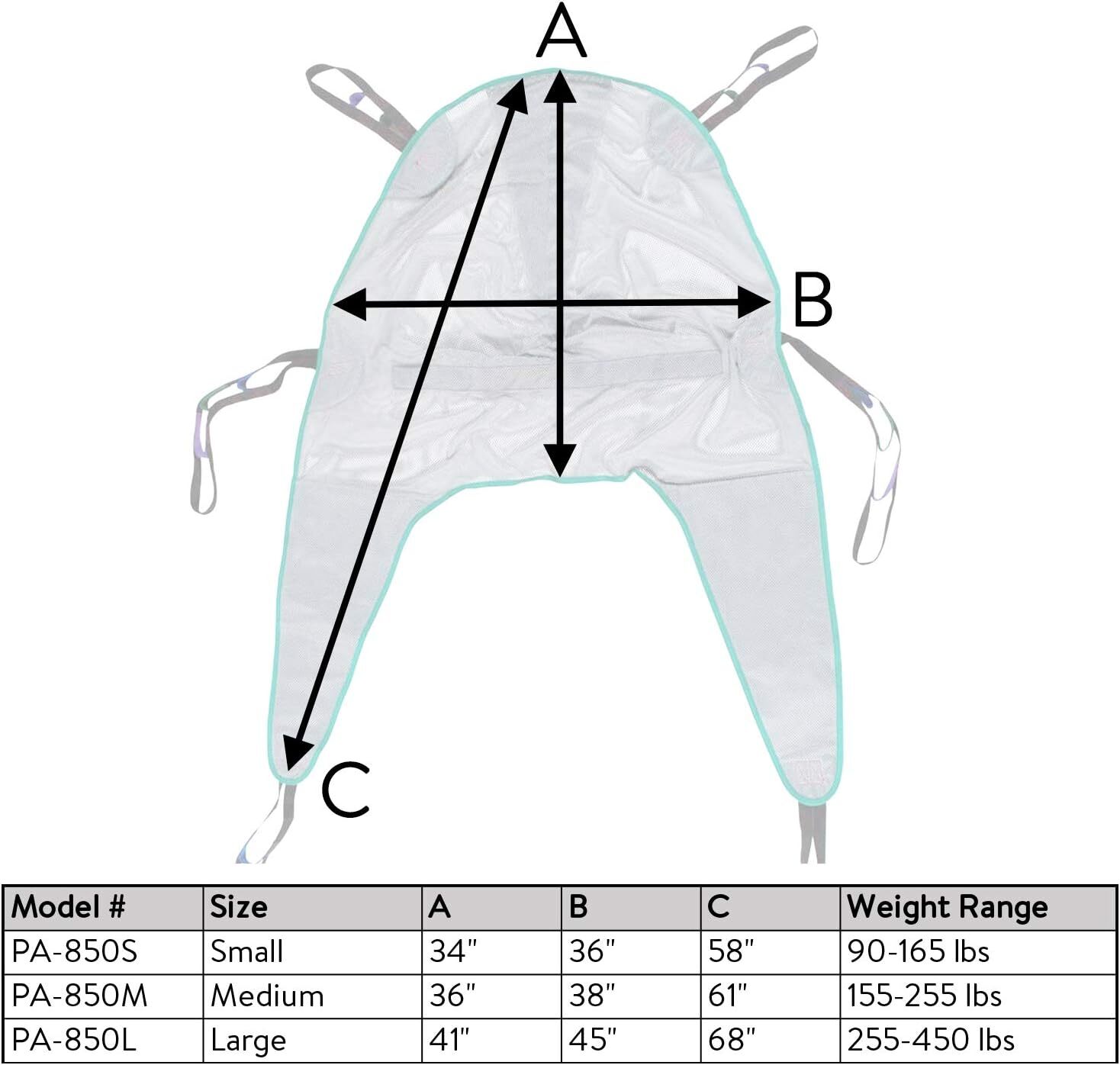 Patient Aid Full Body Mesh Divided Leg Sling w/ Head & Neck Support for ...