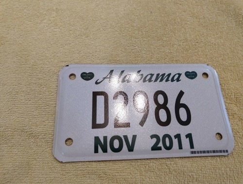 2011 Alabama Motorcycle License Plate (D2986) | eBay