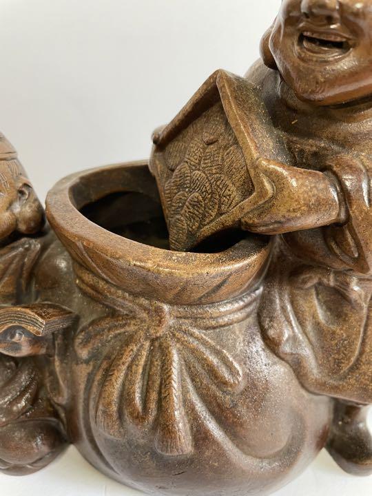 EBISU DAIKOKUTEN GOD BIZEN Pottery Statue 9 inch Japanese Vintage Old ...