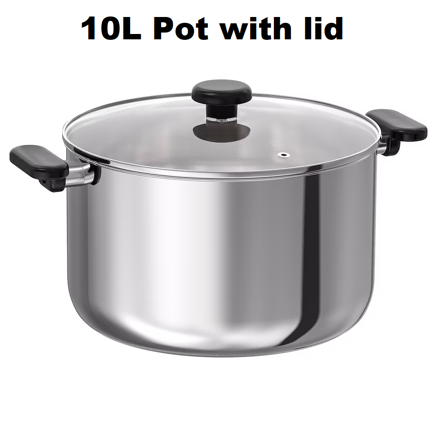 10L Cooking Pot With Lid Stockpot Saucepan Non-Stick Stainless Steel ...