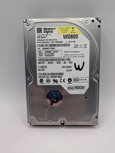 Western Digital WD800 WD Caviar WD800BB-75CAA0, 80GB Enhanced IDE Hard ...
