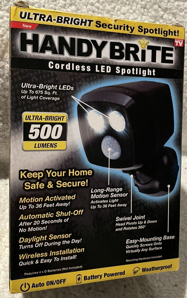 Handy Brite 500 Lumens Cordless Motion-Activated Sensor LED Spotlight ...