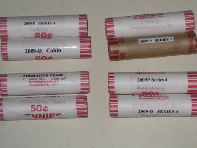2009 Lincoln Bicentennial Cent Complete 8 Roll Set P & D all 4 Designs ...