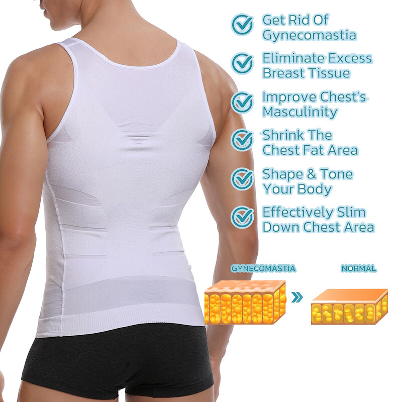 Men Slimming Body Shaper Belly Chest Compression Vest Girdle T-Shirt ...