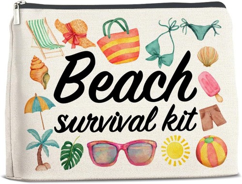 Beach Survival Kit Makeup Bag Beach Travel Gifts, Multicolor Cosmetic ...
