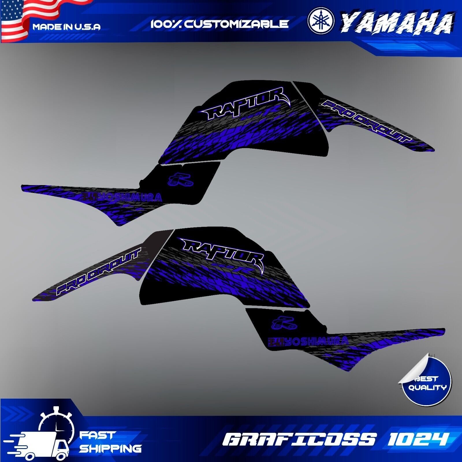 YAMAHA RAPTOR 660 graphics kit 2001 2002 2003 2004 2005 decals stickers ...