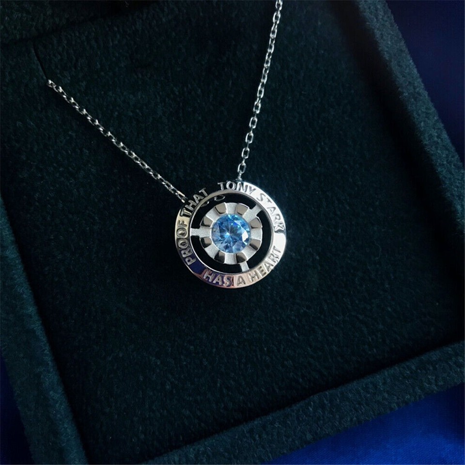 Iron Man Tony Stark Arc Reactor Necklace 925 Sterling Silver Pendant ...