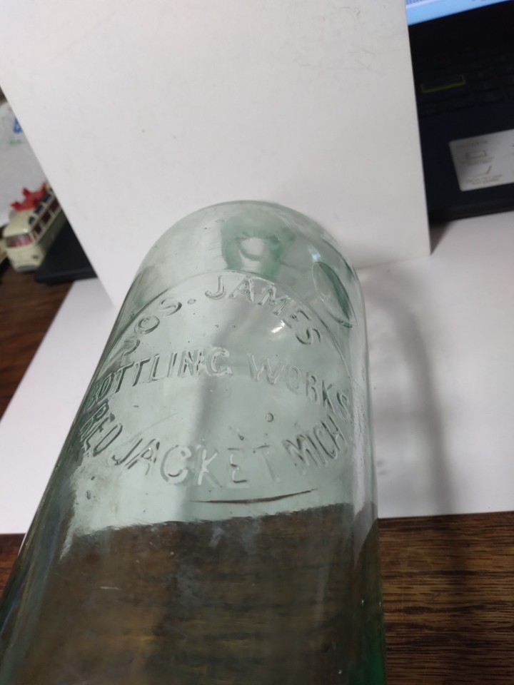 1890s Jos James Bottling Works Red Jacket Michigan Quart Hutchinson ...