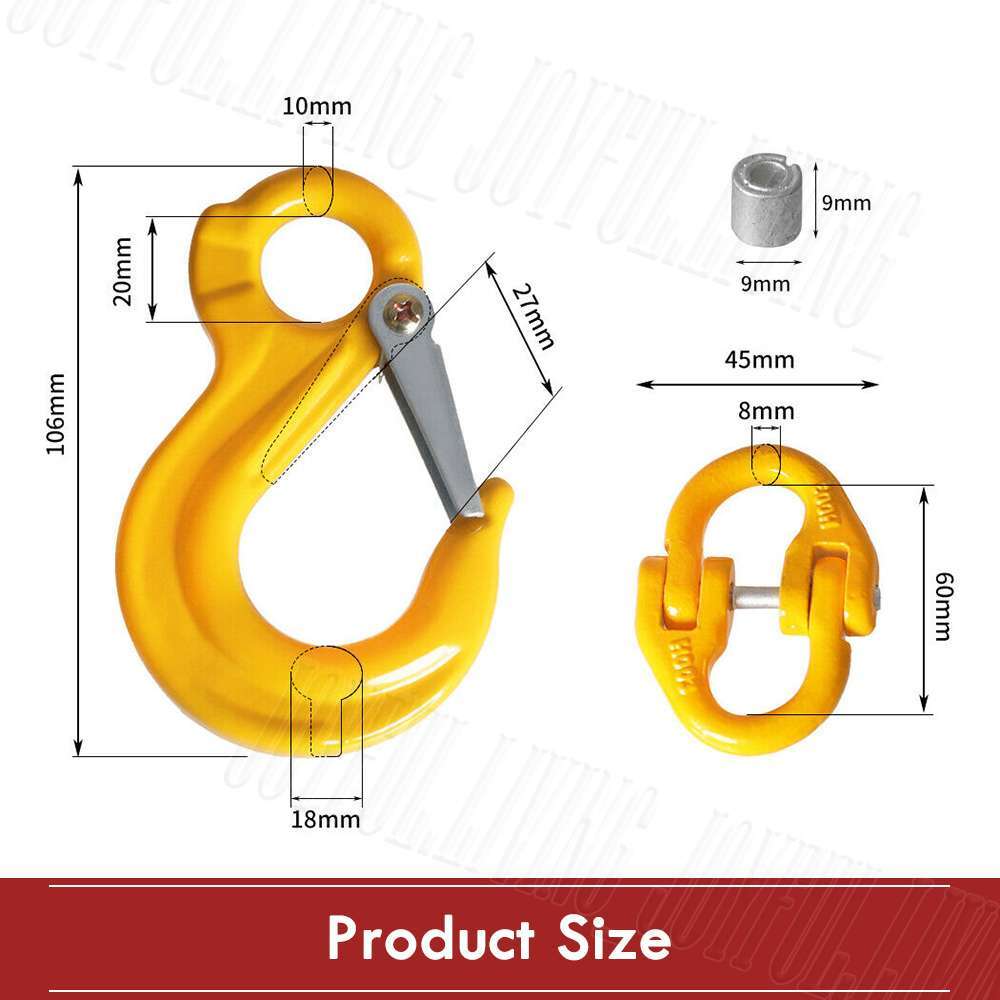 2pc 8mm Hammerlock+Eye Sling Hook Safety Chain Connecting Extend ...