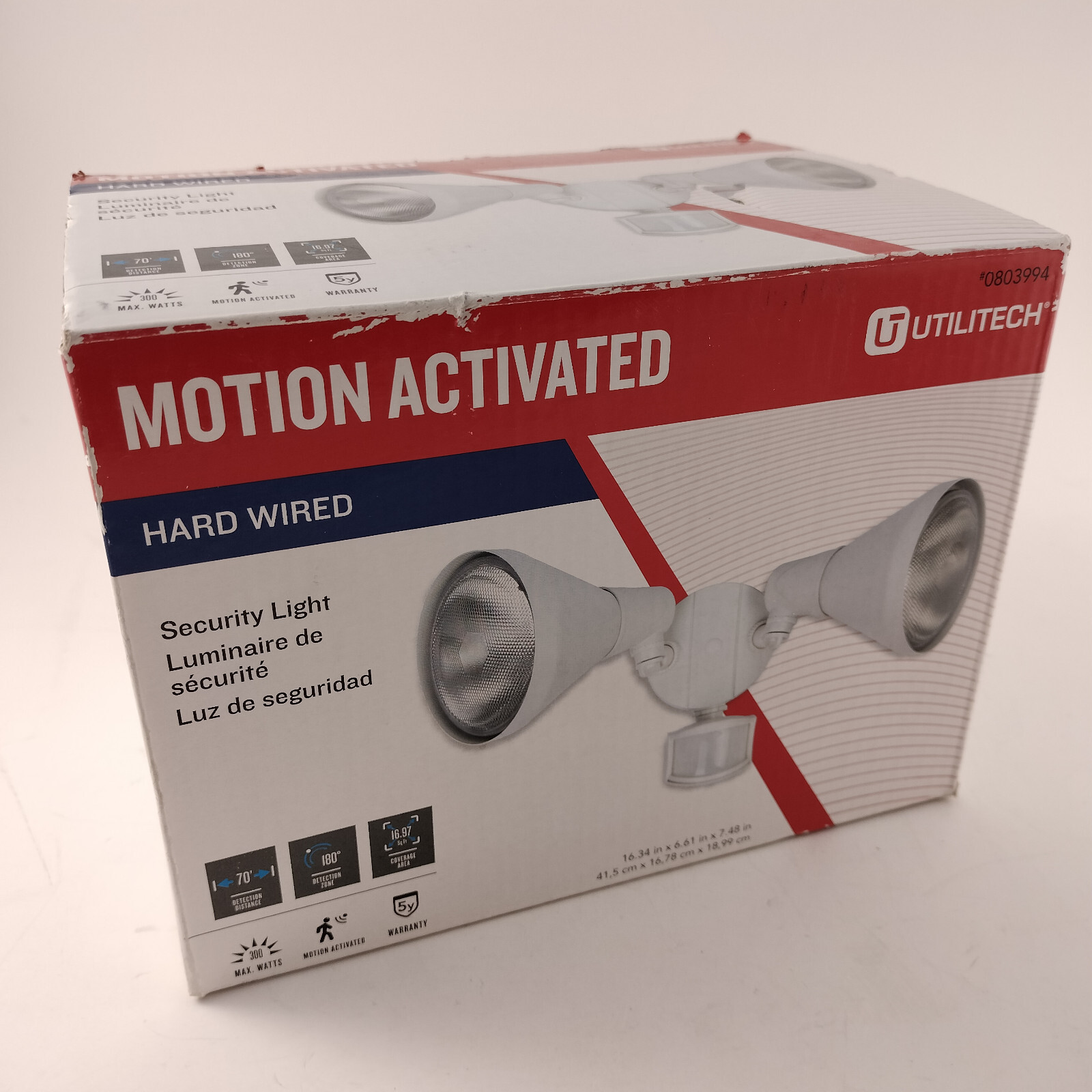 Utilitech 0803994 Motion Activated Hardwired Security Light White - NEW ...