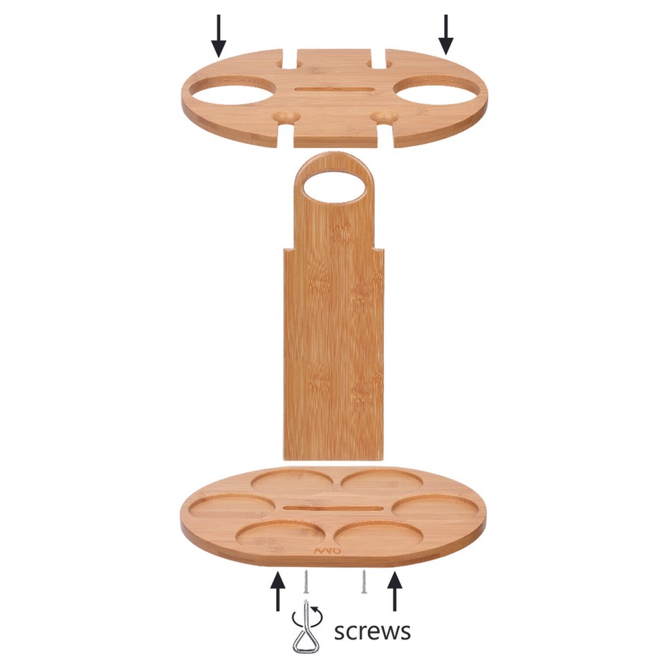 Wine Bottle Holder Glass Cup Rack w/ Handle Free Wood Handle Corkscrew ...