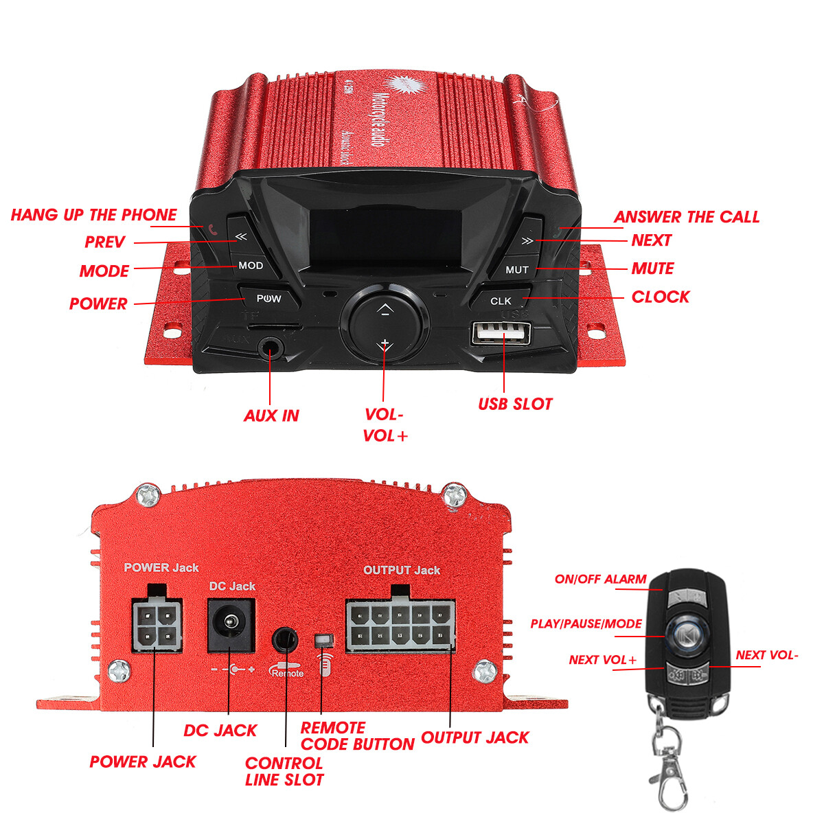 bluetooth Motorcycle ATV 4 Wheeler Audio Stereo Speakers System FM ...