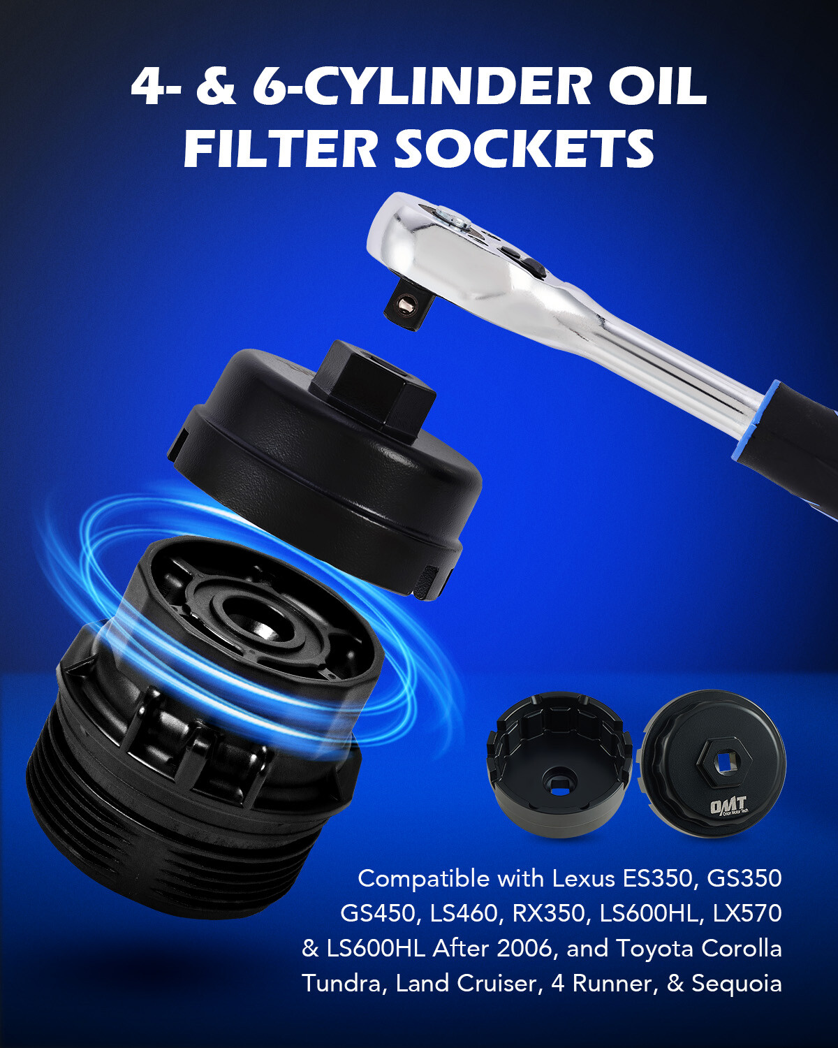 OMT Oil Filter Socket Set 3/8" Drive Metric Oil Filter Cap Wrench Set ...