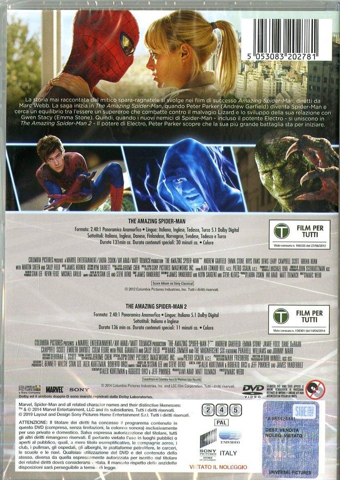 The Amazing Spider-Man 1-2 Collec. (Box 2 Dv) (DVD) Stone Foxx (UK IMPORT) 5053083202781| eBay