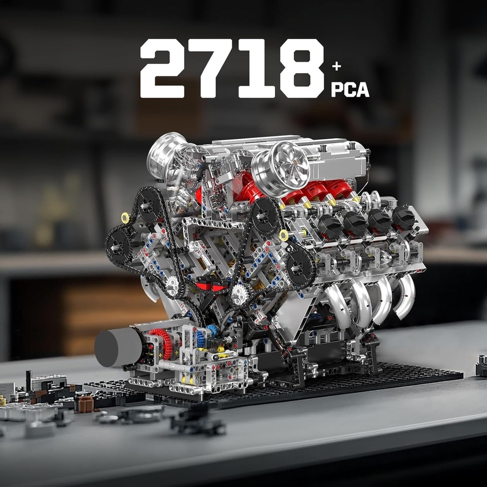 V8 Engine Building Blocks Sets, V8 Engine Model Kit That Works, MOC ...