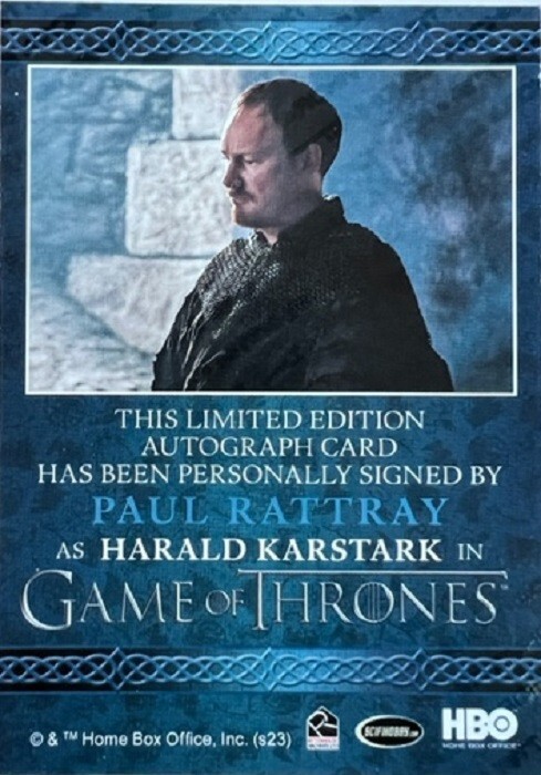 Paul Rattray Blue Border Autograph, Game of Thrones Art & Images | eBay