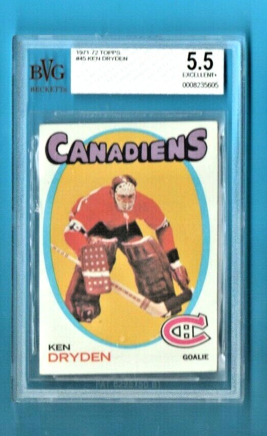 1971-72 Ken Dryden Rookie Card #45 Topps BvG 5.5 Excellent+ Montreal ...