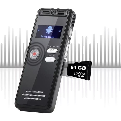 64GB Digital Voice Recorder Dictaphone Audio MP3 Player Sound Recording ...