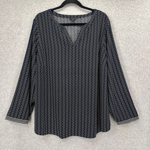 Talbots Women's PolkaDot Long Sleeve Split Neck Popover Chiffon Blouse ...