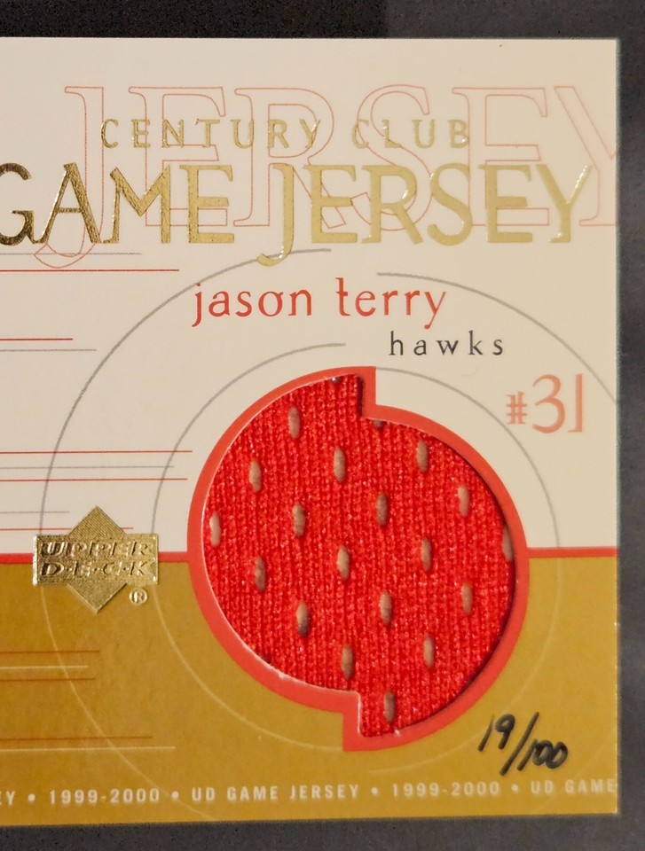 Jason Terry 1999-00 Upper Deck GAME JERSEY CENTURY CLUB Rookie GU Card ...