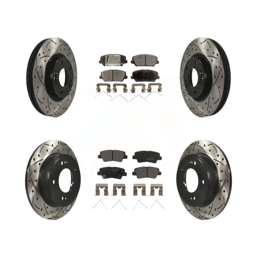 DF Front Rear Drill Slotted Brake Rotors Pad Kit for 2016-2017 Hyundai ...
