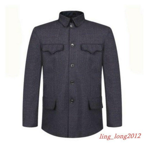 Mens Tunic Jacket Suit Single Breasted Mao Chinese Style Blazer Coat ...