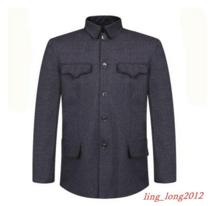 Mens Tunic Jacket Suit Single Breasted Mao Chinese Style Blazer Coat ...