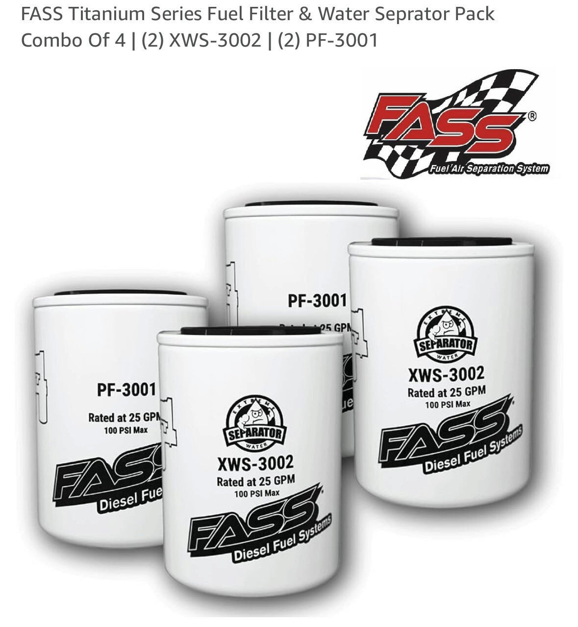 FASS Titanium Series Diesel Fuel Filter Pack: XWS-3002/PF-3001 Pack of ...