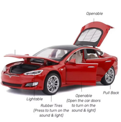 1/32 Tesla Model S 100D Car Model Diecast Alloy Metal Miniature New Red ...