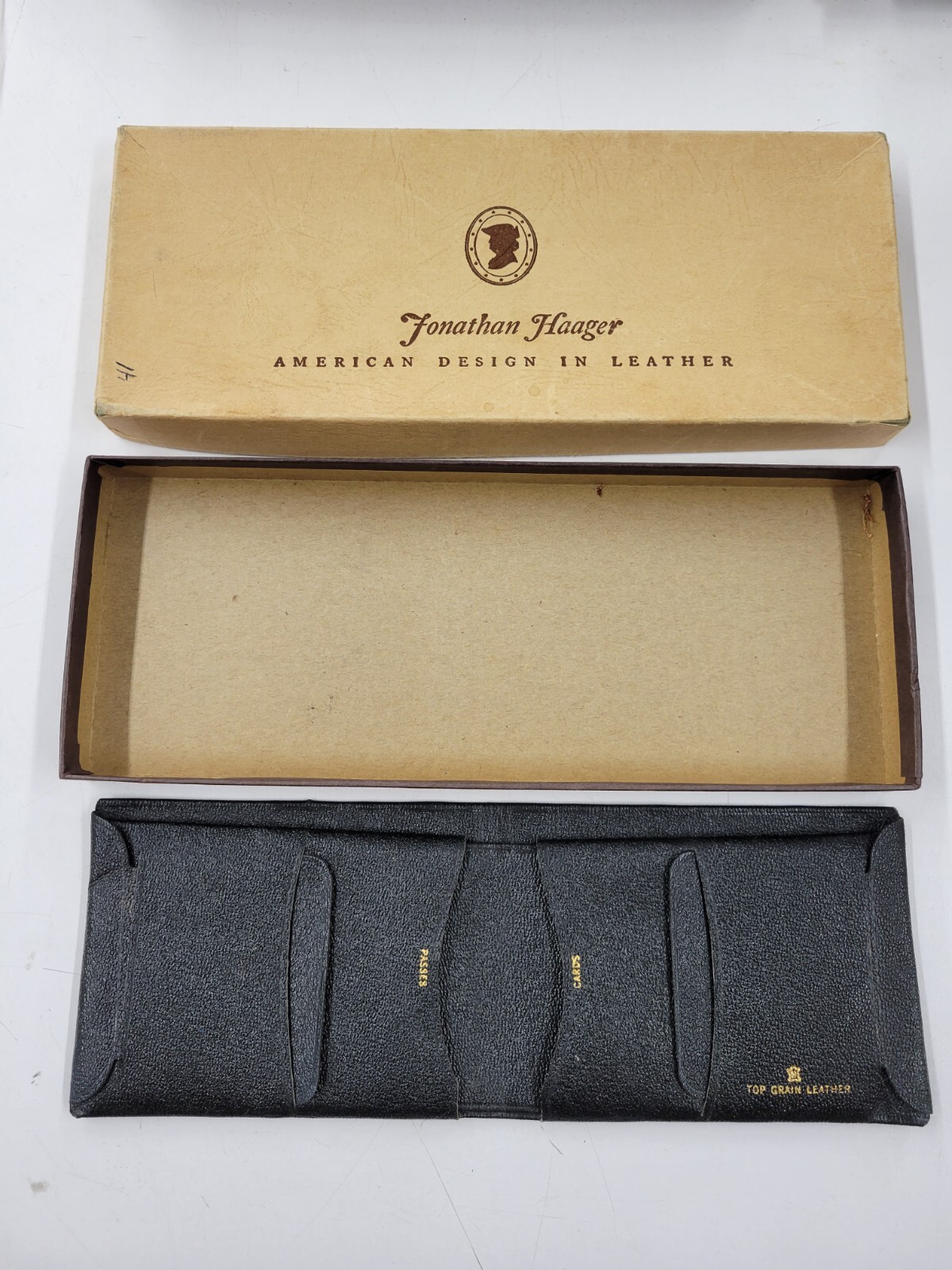 Vintage Jonathan Haager Top Grain Leather Mens Wallet In Original Box ...