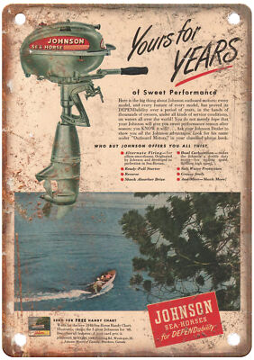 Vintage Ad 1948 JOHNSON SeaHorse OUTBOARD Motor Reproduction Metal Sign ...