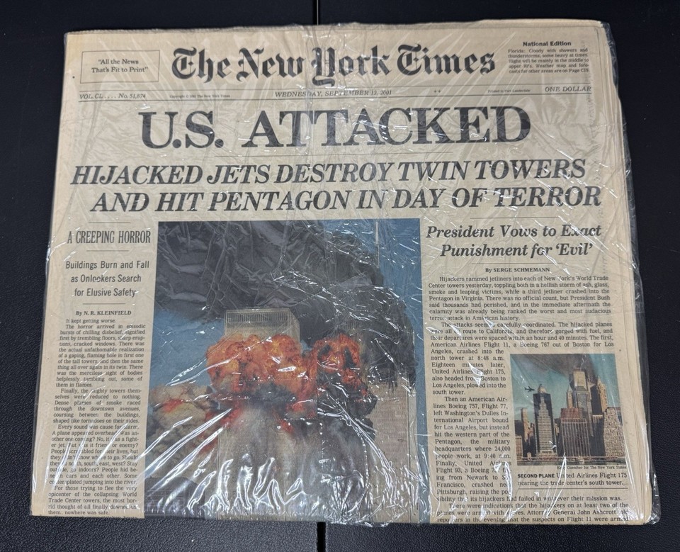 The New York Times 9/11 Issue September 12 2001 Complete Newspaper ...