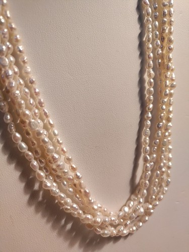 18" Five Strand Delicate Freshwater Pearl Necklace & 7" Bracelet | eBay