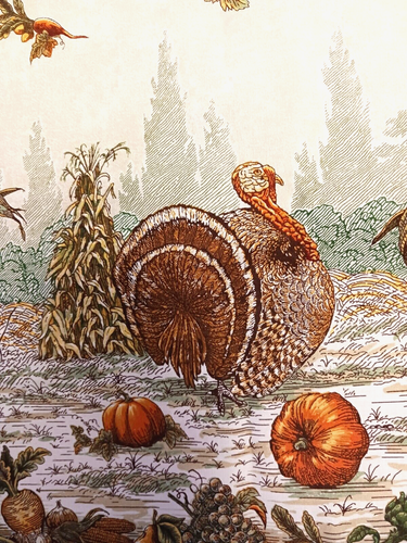 Harvest Toile Autumn Fall Thanksgiving Border Cotton Fabric 5+y x 59" w ...