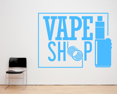 Vap-e vap-ing e-liquids shop window wall sign sticker art. any colour ...