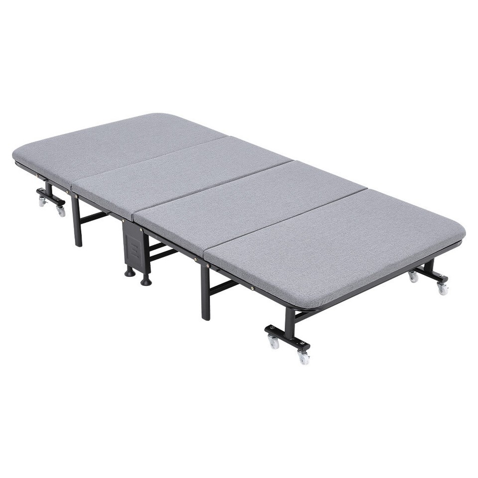 Folding Guest Single Bed Roll Away Small Space Overnight Camping Steel ...