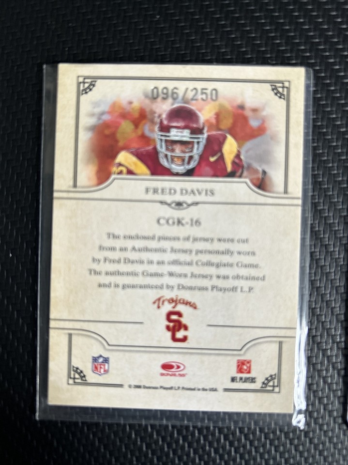 2008 Donruss Gridiron Kings CGK-16 Fred Davis USC Colors Rookie Jersey ...