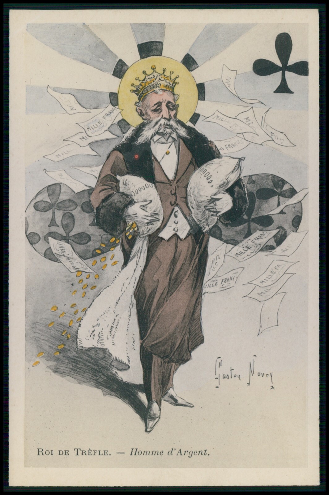 art Gaston Noury King of Clubs playing cards fortune teller 1900s ...