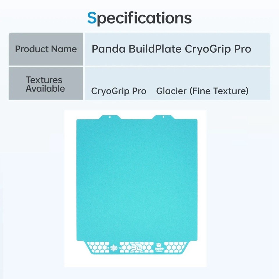 Panda Build Plate CryoGrip Pro Glacier Fine Textures Spring Steel ...