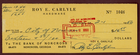 Roy Carlyle Boston Red Sox Signed Check (Dec'd 1956) | eBay