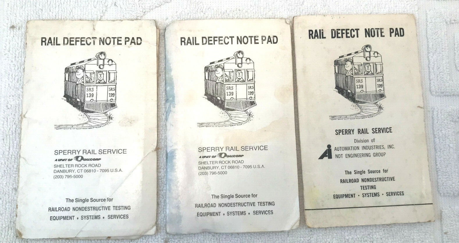 3 VTG Rail Defect Note Pads Sperry Rail Service 1980's Railroad | eBay