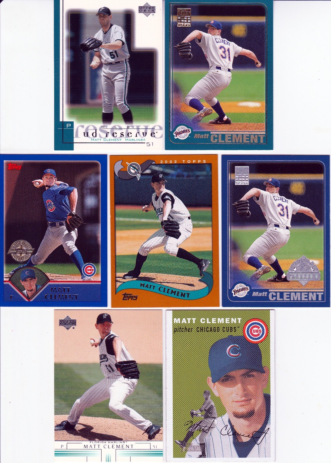 ⚾ 20 + different MATT CLEMENT cards lot 1998 - 2002 Padres Marlins Cubs ...