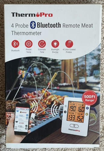 THERMOPRO 4 PROBE BLUETOOTH REMOTE BARBECUE GRILL MEAT THERMOMETER (TP ...