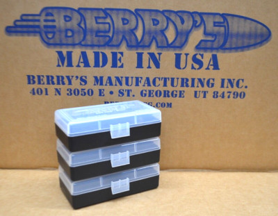 3 x 9mm /.380 PLASTIC STORAGE AMMO BOXES ( CLEAR / BLACK ) BERRY MFG | eBay