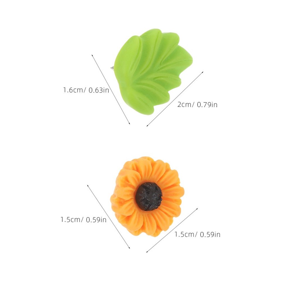 40 Pcs Leaves Sunflower Pushpin Bulletin Board Decorative Cork Tacks ...