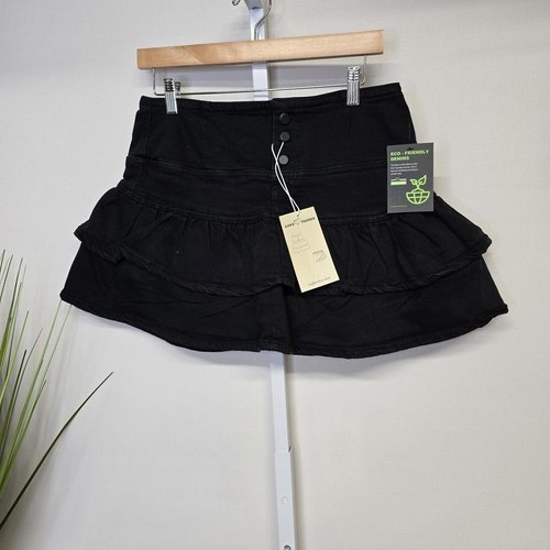 NWT Love Trends Ruffled Mini Skort in Black Denim Size 7 | eBay