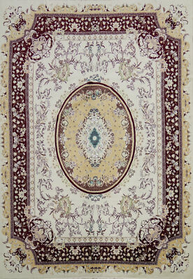 Victorian Style Aubusson Turkish Ivory/ Burgundy Oriental Rug Area ...